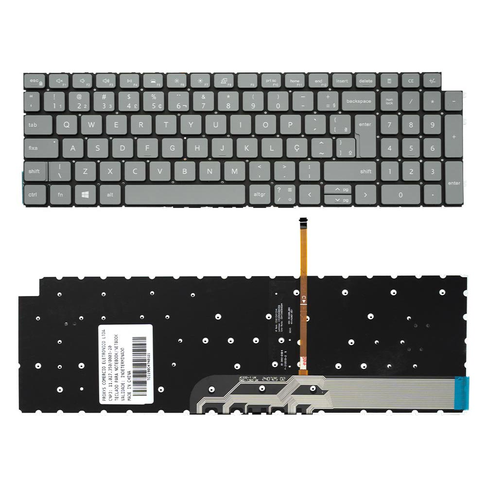 Teclado para Notebook Dell P112F ABNT2 Cinza Claro